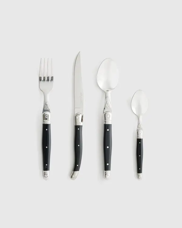 Quince Jean Dubost Laguiole 24 Piece Flatware Set - Black