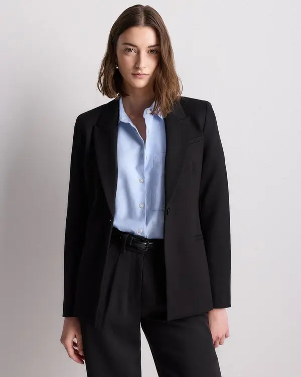 Quince Ultra-stretch Ponte Single-breasted Blazer - Black