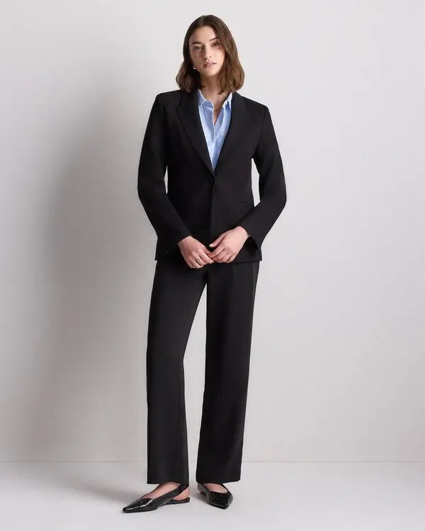 Quince Ultra-stretch Ponte Single-breasted Blazer - Black