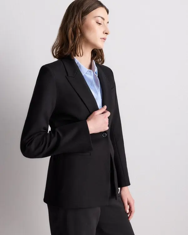 Quince Ultra-stretch Ponte Single-breasted Blazer - Black