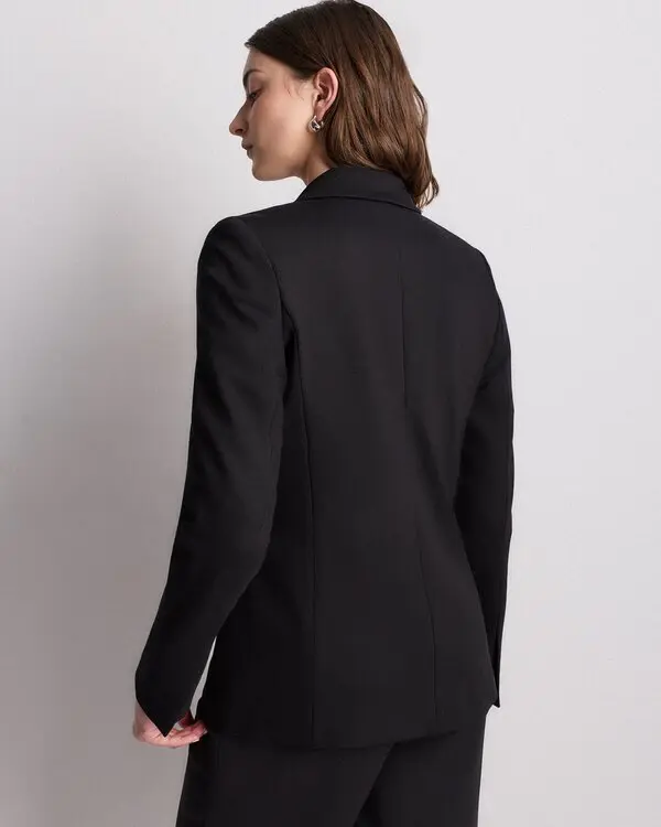 Quince Ultra-stretch Ponte Single-breasted Blazer - Black