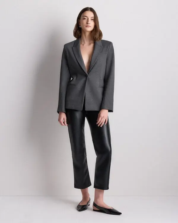 Quince Ultra-stretch Ponte Single-breasted Blazer - Charcoal