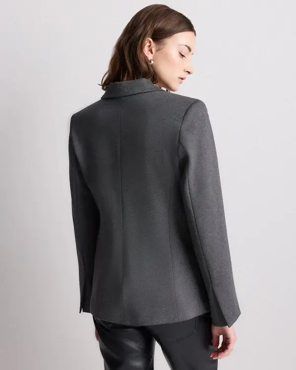 Quince Ultra-stretch Ponte Single-breasted Blazer - Charcoal