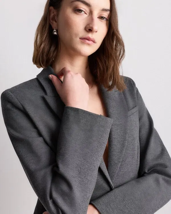 Quince Ultra-stretch Ponte Single-breasted Blazer - Charcoal