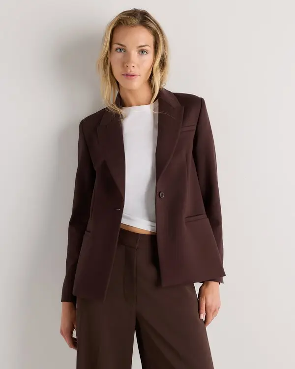Quince Ultra-stretch Ponte Single-breasted Blazer - Espresso