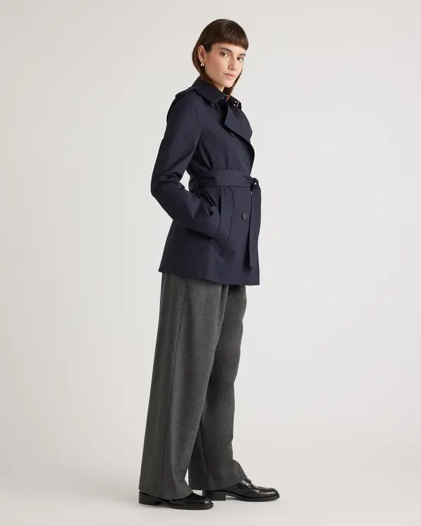Quince Comfort Stretch Short Trench Coat - Navy