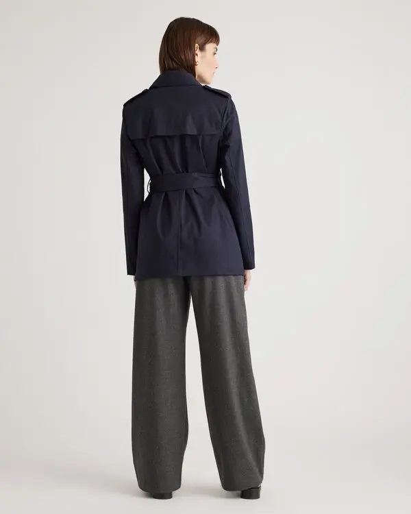 Quince Comfort Stretch Short Trench Coat - Navy