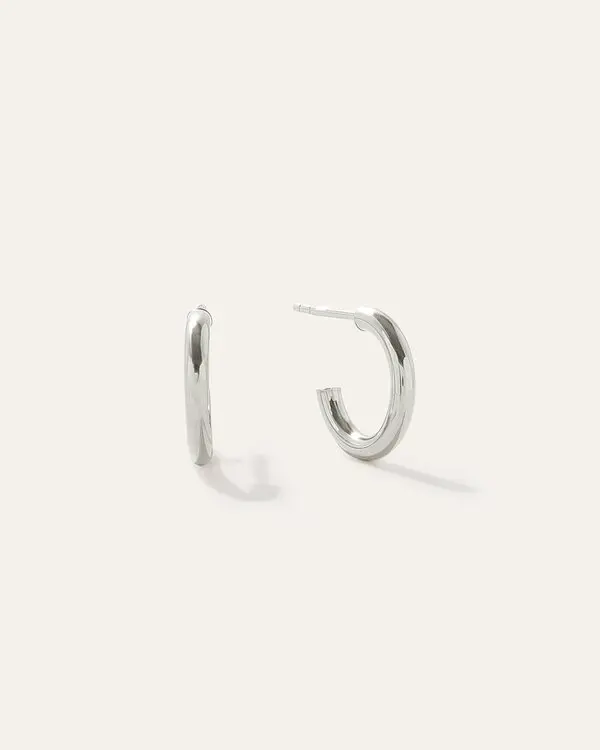 Quince 14k Gold Half Huggie Hoop Earrings - White Gold