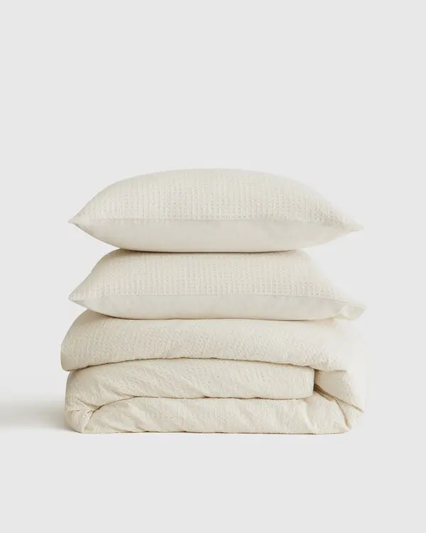 Quince Organic Luxe Honeycomb Duvet Cover Set - Undyed