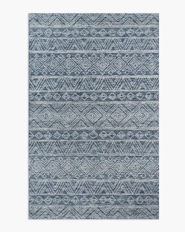 Quince Teagan Hand-hooked Wool Rug - Denim