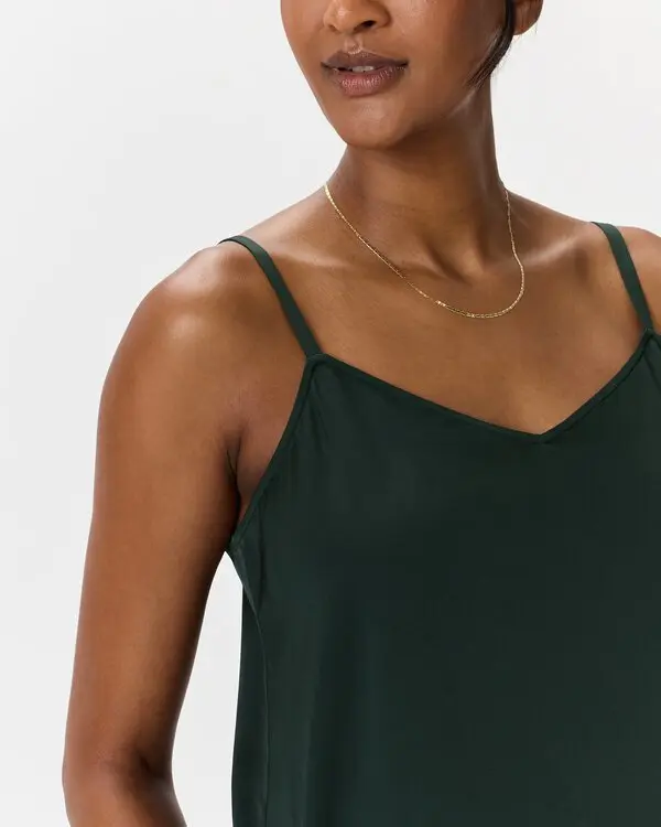Quince Washable Stretch Silk V-neck Maternity Cami - Forest Green