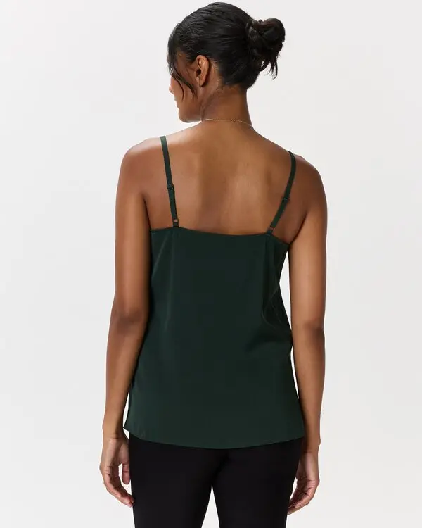Quince Washable Stretch Silk V-neck Maternity Cami - Forest Green