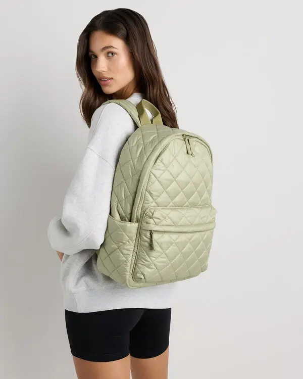 Quince Transit Quilted Commuter Backpack - Tea Green