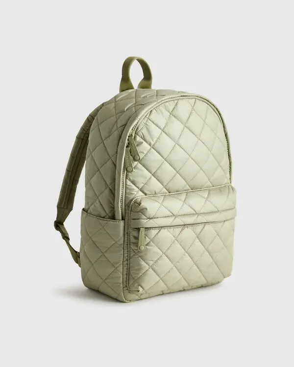 Quince Transit Quilted Commuter Backpack - Tea Green