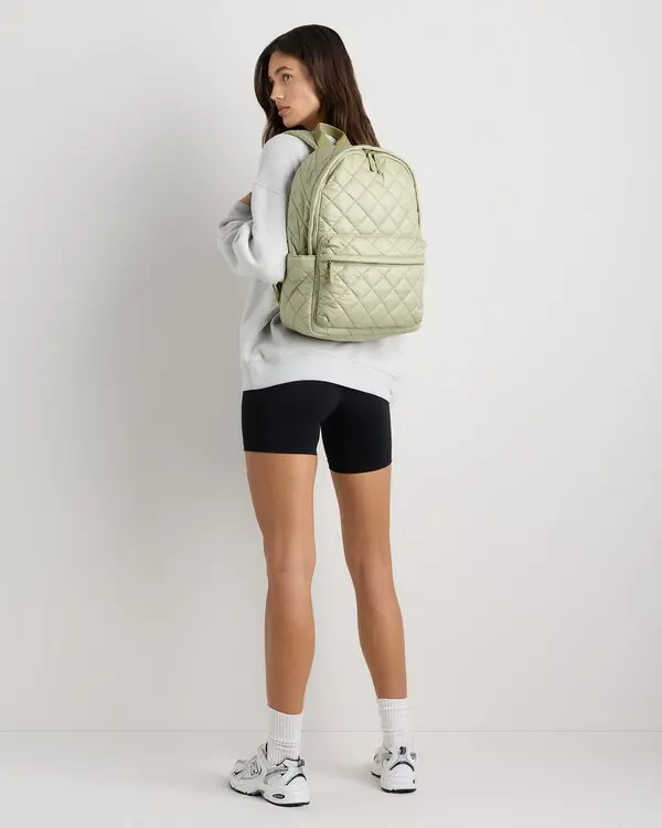 Quince Transit Quilted Commuter Backpack - Tea Green