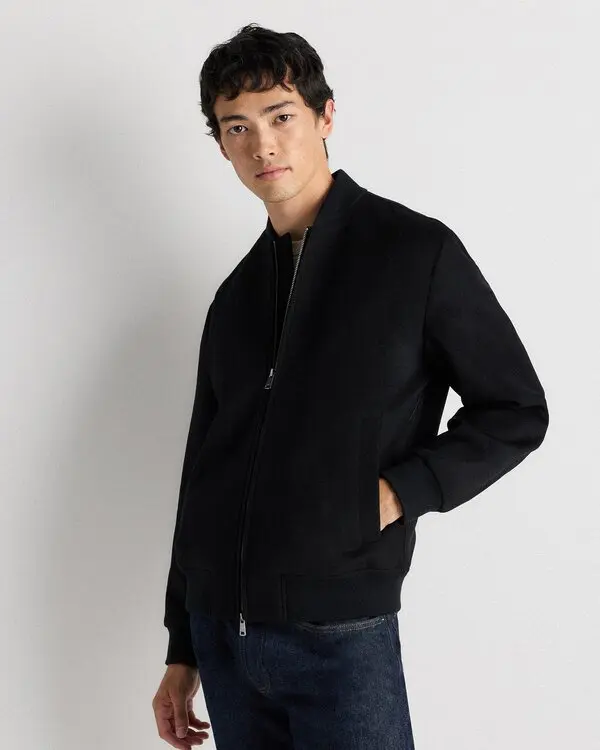 Quince Cashmere Bomber Jacket - Black