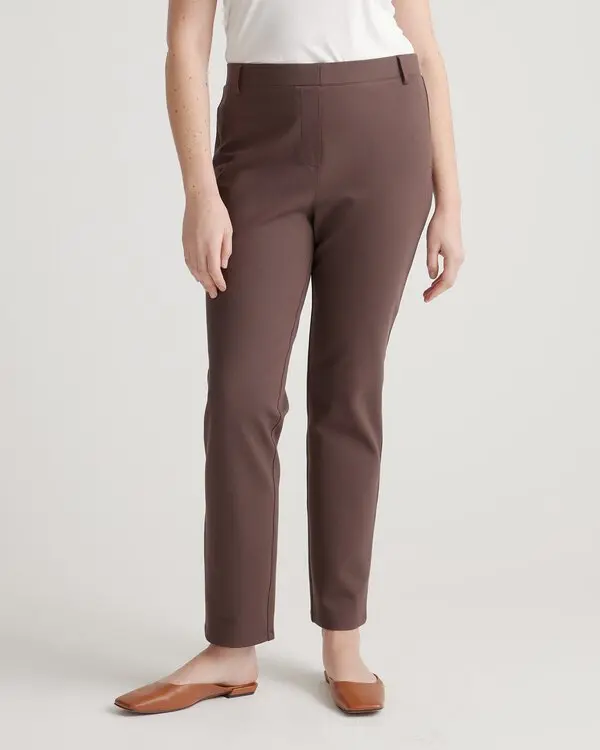 Quince Ultra-stretch Ponte Straight Leg Pants Petite - Dark Brown