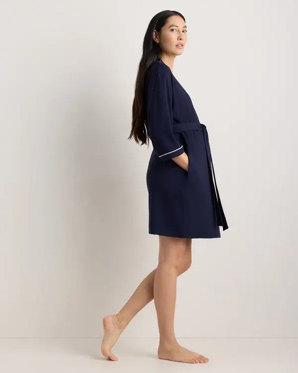 Quince Bamboo Jersey Maternity Robe - Deep Navy