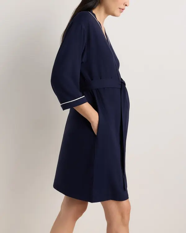 Quince Bamboo Jersey Maternity Robe - Deep Navy