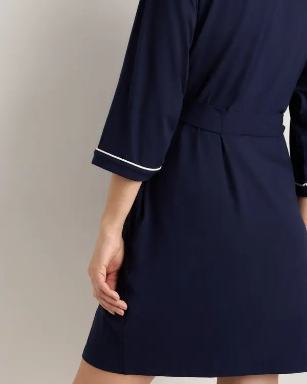 Quince Bamboo Jersey Maternity Robe - Deep Navy