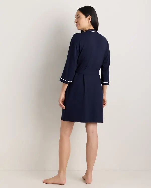 Quince Bamboo Jersey Maternity Robe - Deep Navy