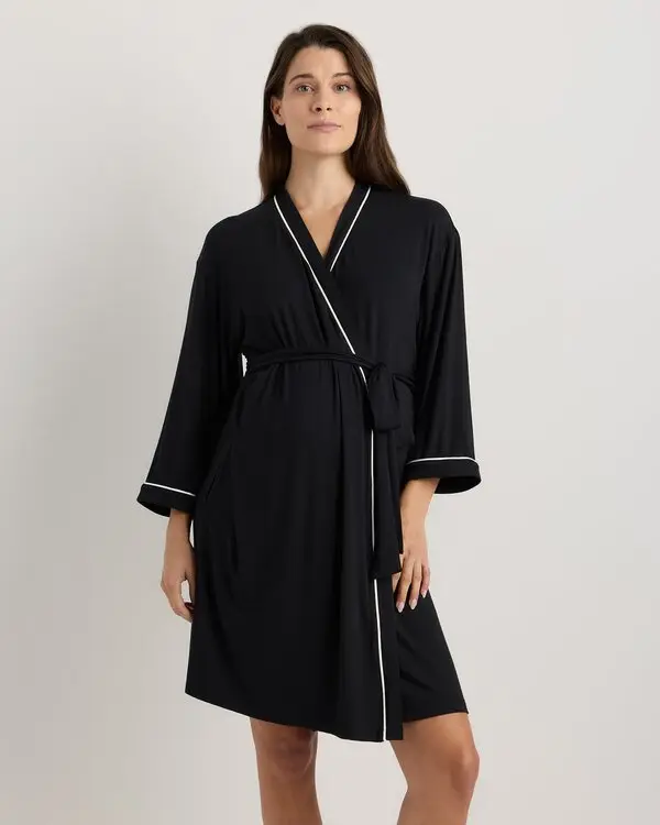 Quince Bamboo Jersey Maternity Robe - True Black