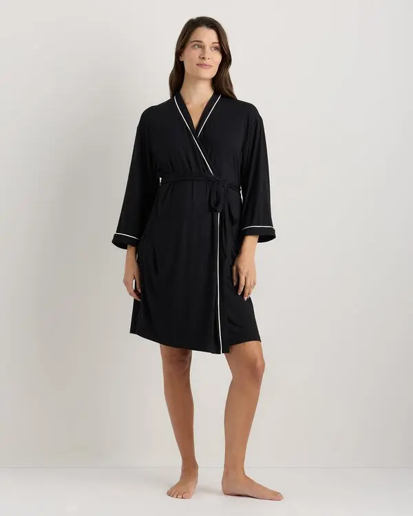 Quince Bamboo Jersey Maternity Robe - True Black