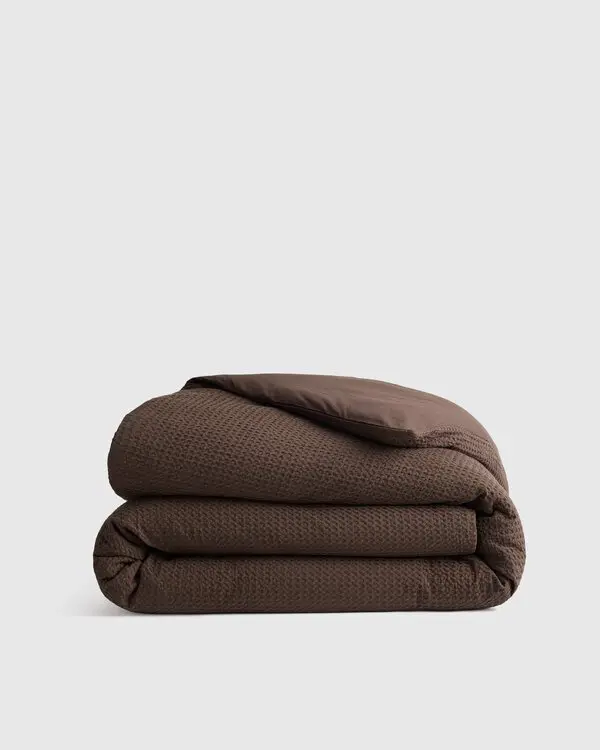 Quince Organic Luxe Honeycomb Duvet Cover - Espresso