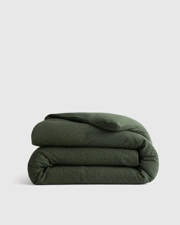 Quince Organic Luxe Honeycomb Duvet Cover - Pine