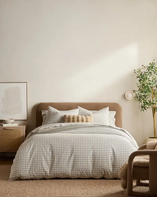 Quince Organic Crisp Percale Gingham Sham Set - Willowleaf