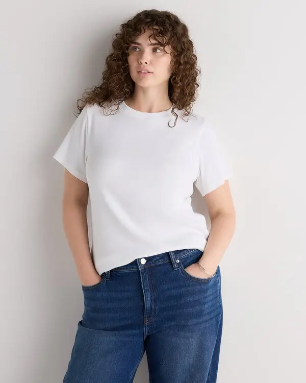 Quince Micro-rib Crewneck T-shirt - Soft White