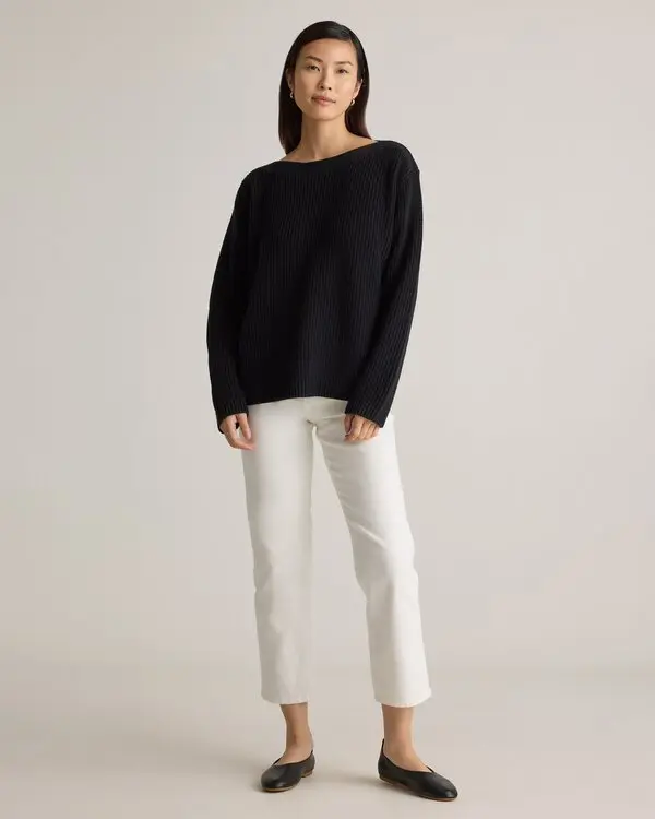 Quince Fisherman Boatneck Sweater - Black