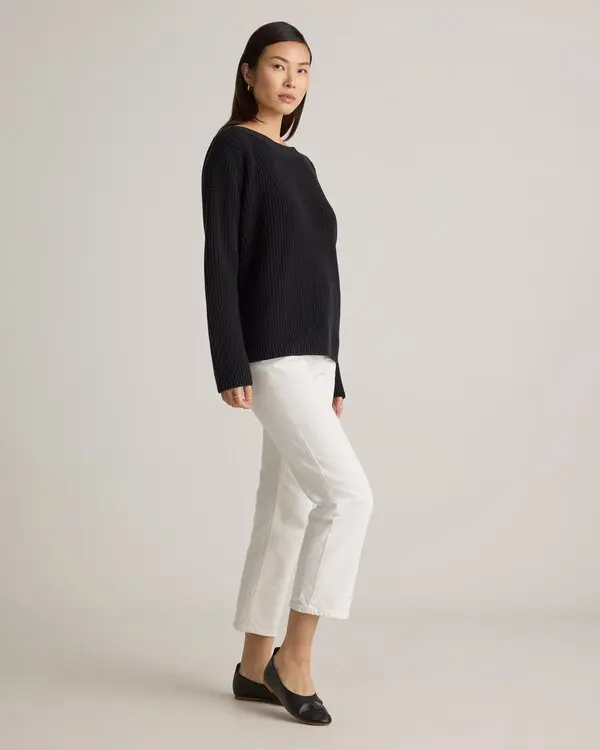 Quince Fisherman Boatneck Sweater - Black