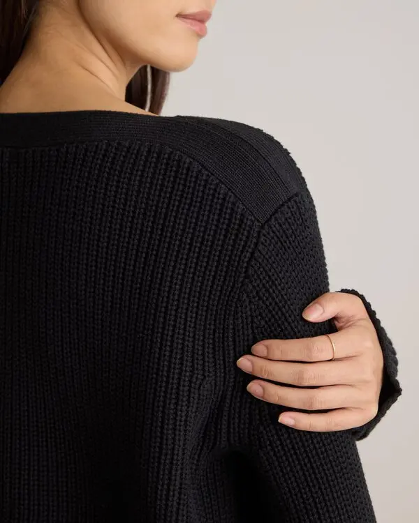 Quince Fisherman Boatneck Sweater - Black