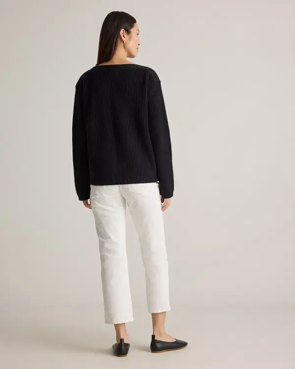 Quince Fisherman Boatneck Sweater - Black