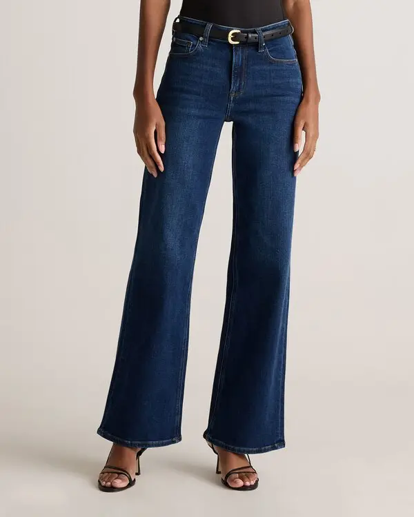 Quince Bella Stretch Wide Leg Jeans - Midnight Blue