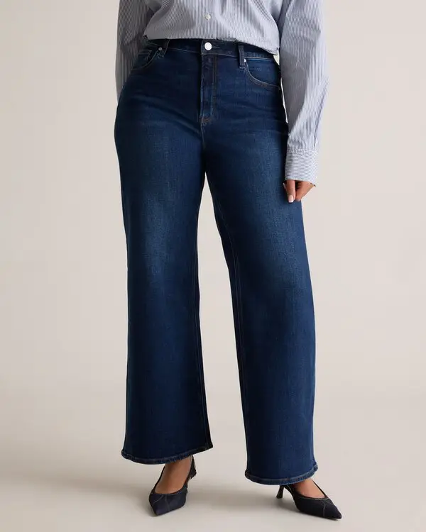Quince Bella Stretch Wide Leg Jeans - Midnight Blue