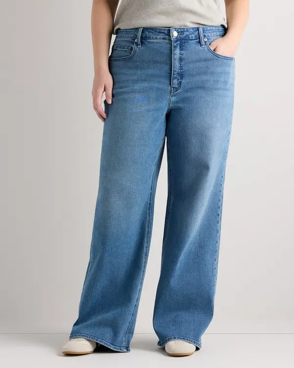 Quince Bella Stretch Wide Leg Jeans - Seaside Blue