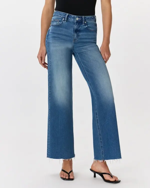 Quince Bella Stretch Wide Leg Jeans - Twilight Blue Fray