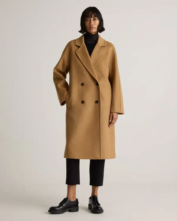 Quince Italian Wool Double-breasted Coat - Caramel