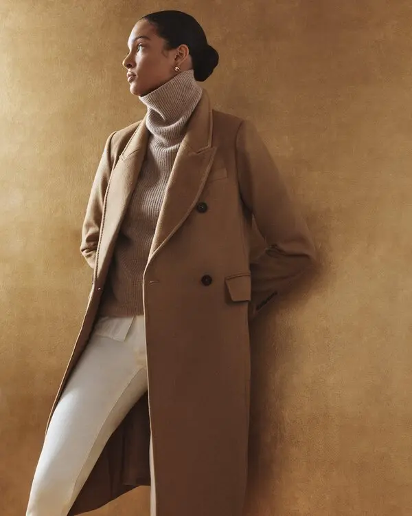 Quince Italian Wool Double-breasted Coat - Caramel