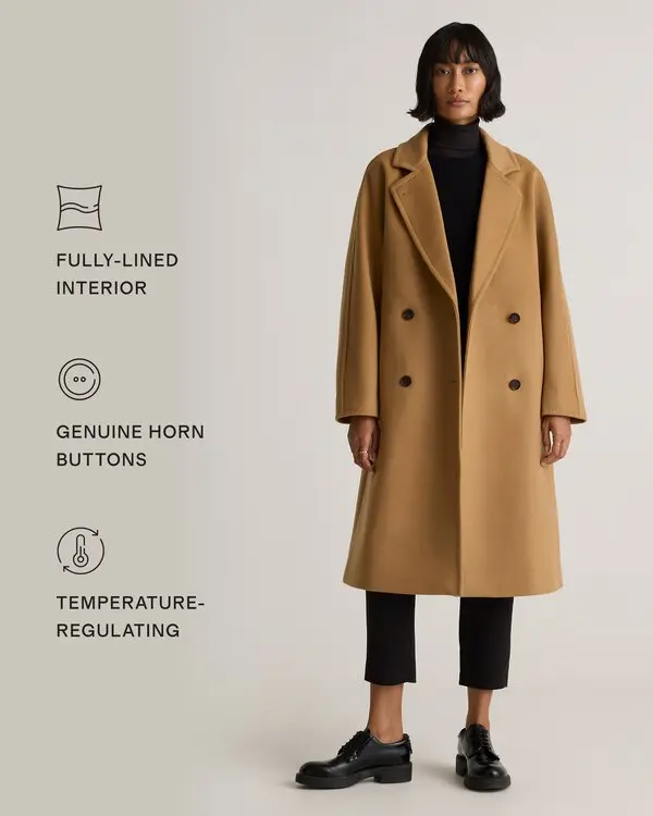 Quince Italian Wool Double-breasted Coat - Caramel