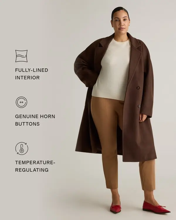 Quince Italian Wool Double-breasted Slouch Coat - Dark Chocolate