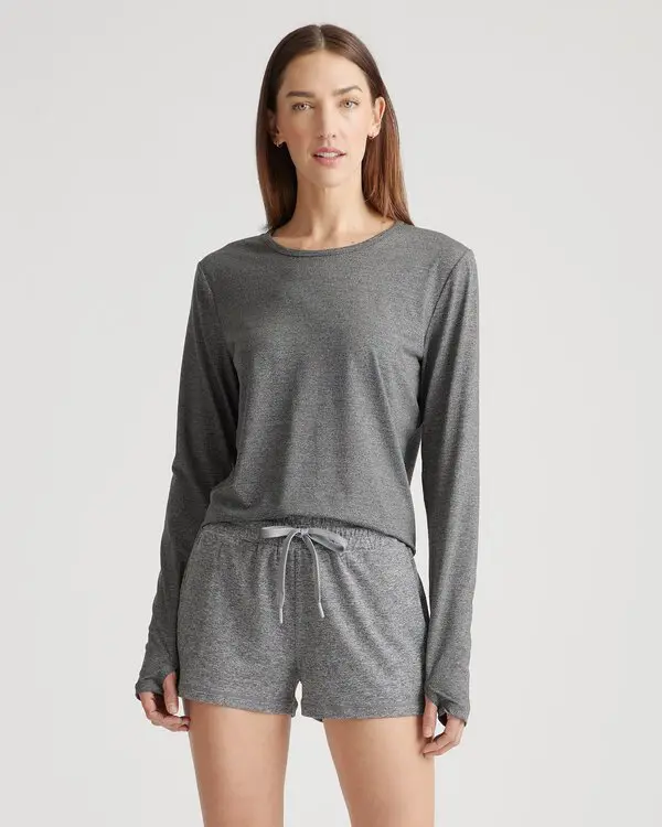 Quince Flowknit Breeze Long Sleeve Top - Charcoal