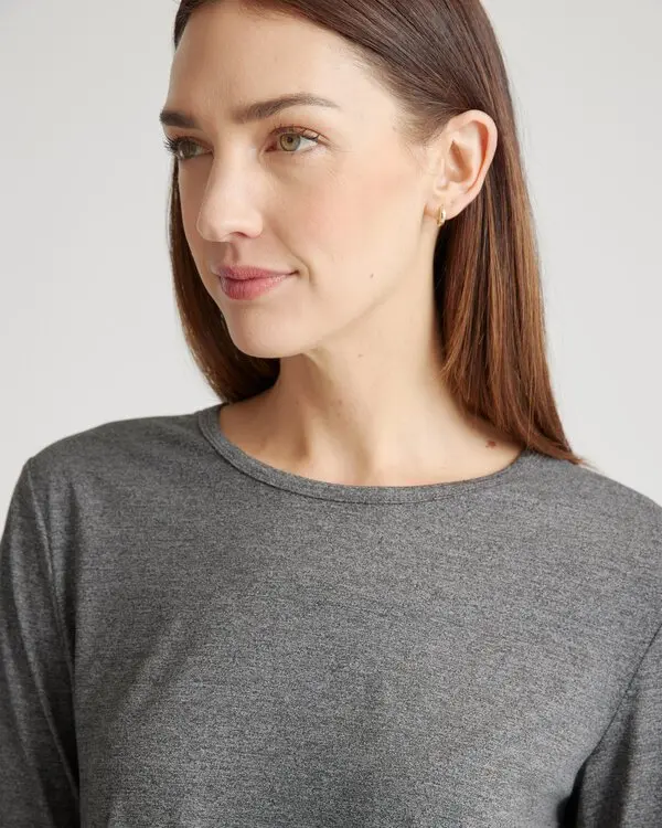 Quince Flowknit Breeze Long Sleeve Top - Charcoal