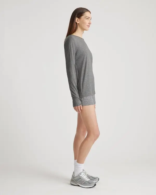 Quince Flowknit Breeze Long Sleeve Top - Charcoal