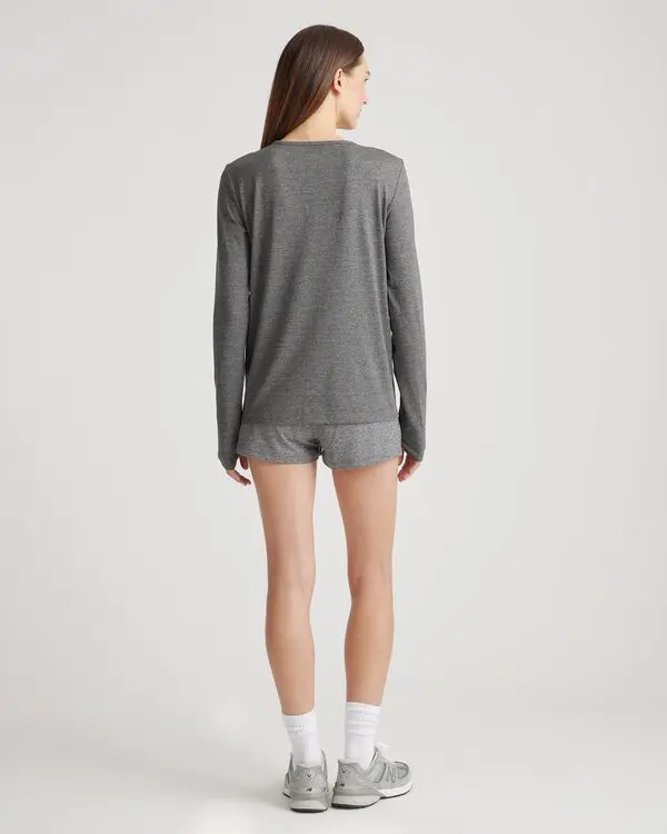 Quince Flowknit Breeze Long Sleeve Top - Charcoal