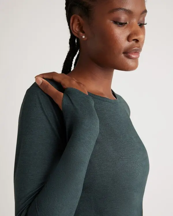 Quince Flowknit Breeze Long Sleeve Top - Heather Green