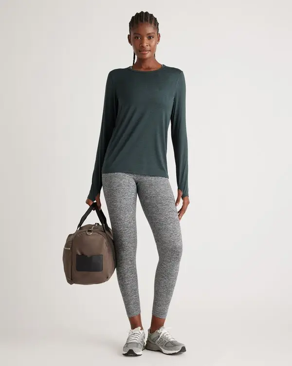 Quince Flowknit Breeze Long Sleeve Top - Heather Green
