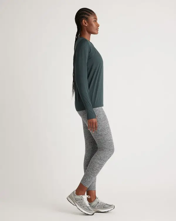 Quince Flowknit Breeze Long Sleeve Top - Heather Green